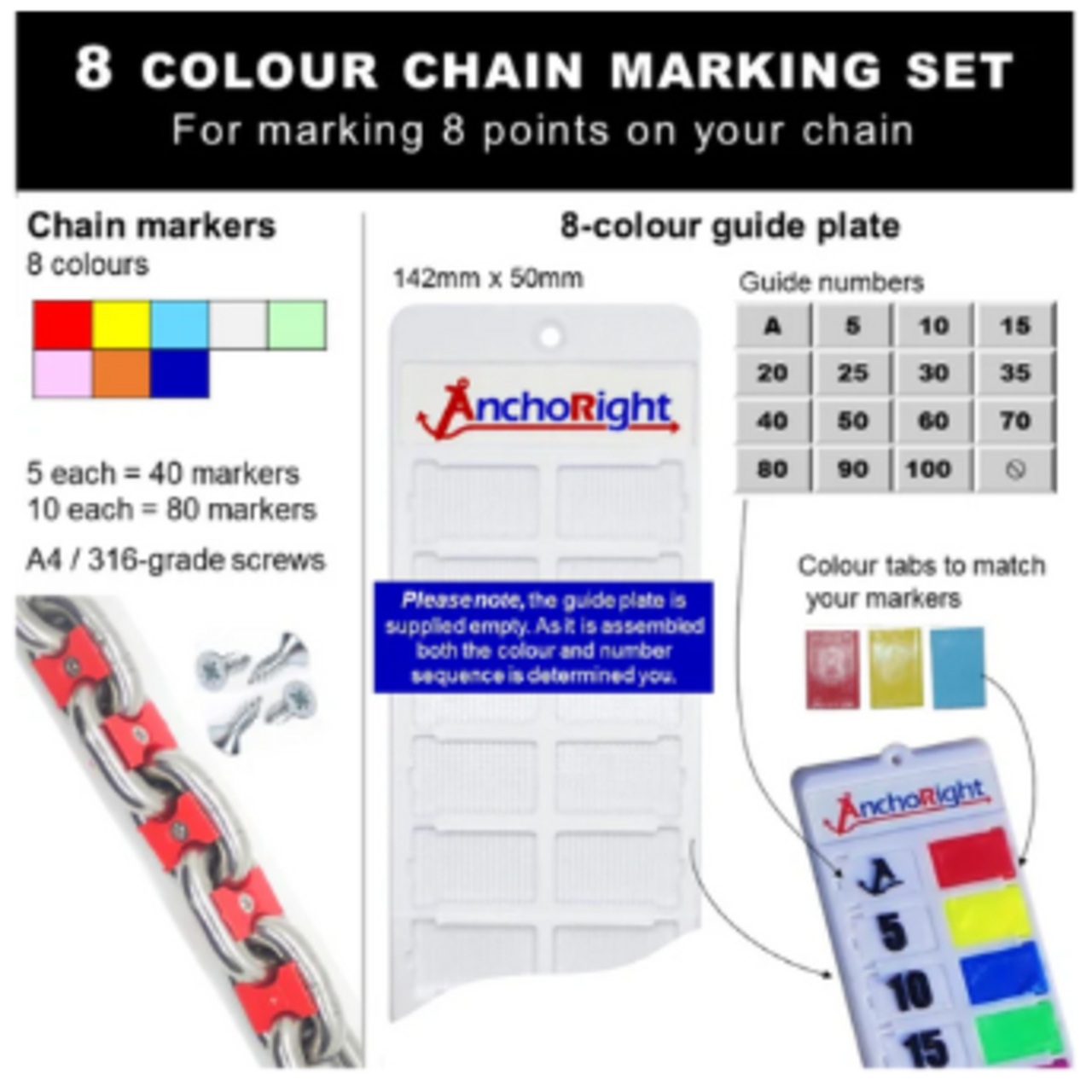 Ancho Right Chain Markers | 8 Colour Kit