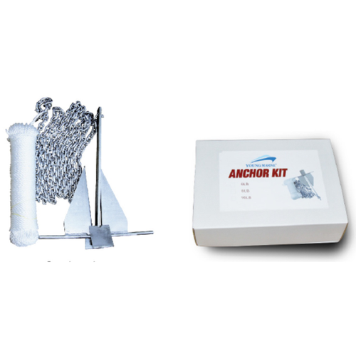 4lb Anchor Kit with chain and silver rope