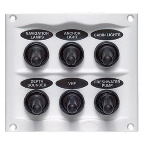 White 6-Way Switch Panel - Australian Boating Supplies