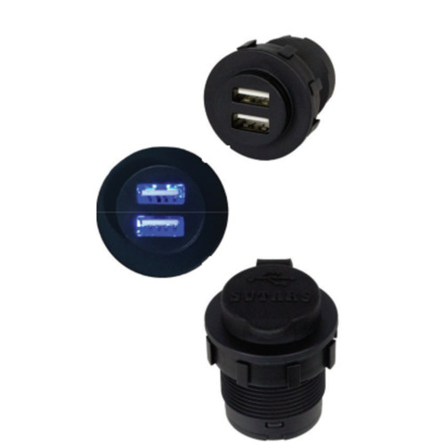 SUTARS Dual USB Socket Illuminated - Australian Boating Supplies