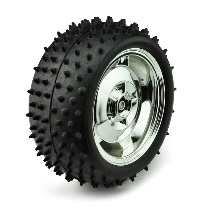 Big Off-road Wheels 130mm x 60mm with fine tread texture.