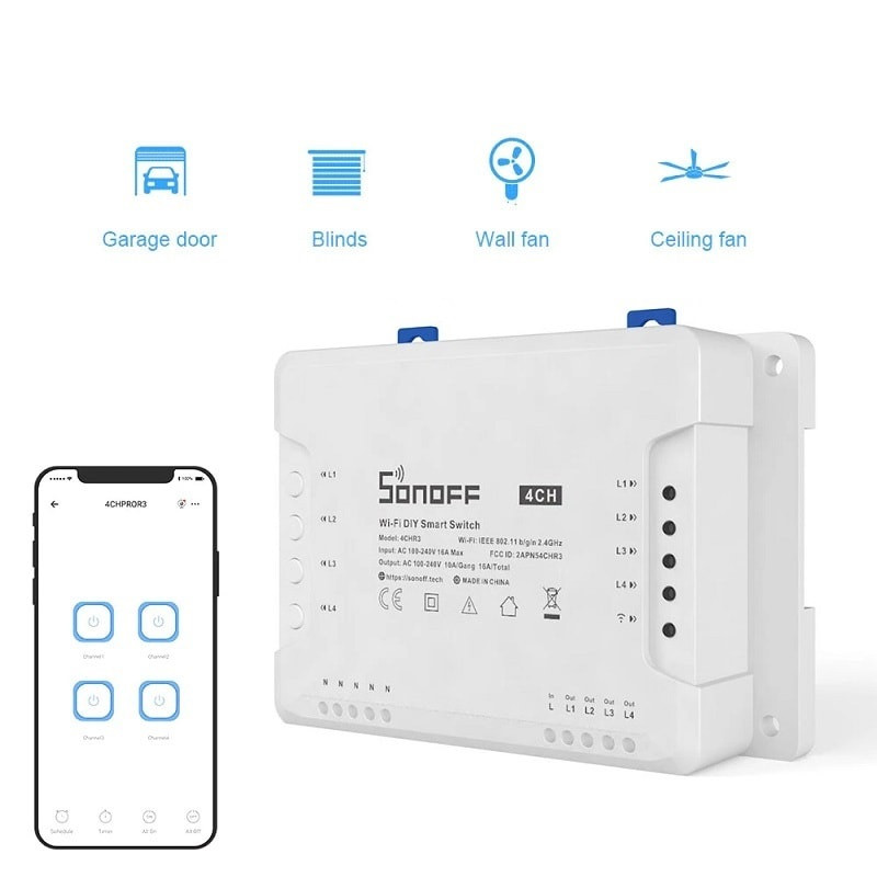 4CH 4-gang Wi-Fi Smart Switch Module with remote control.