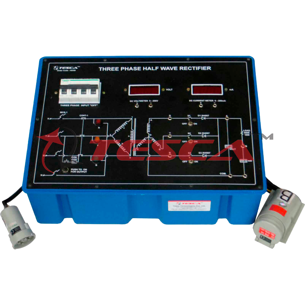 Three Phase Half Wave Rectifier Trainer with Power Supply