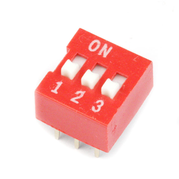 DIP Switch 3 Position with mechanical life of 10,000.