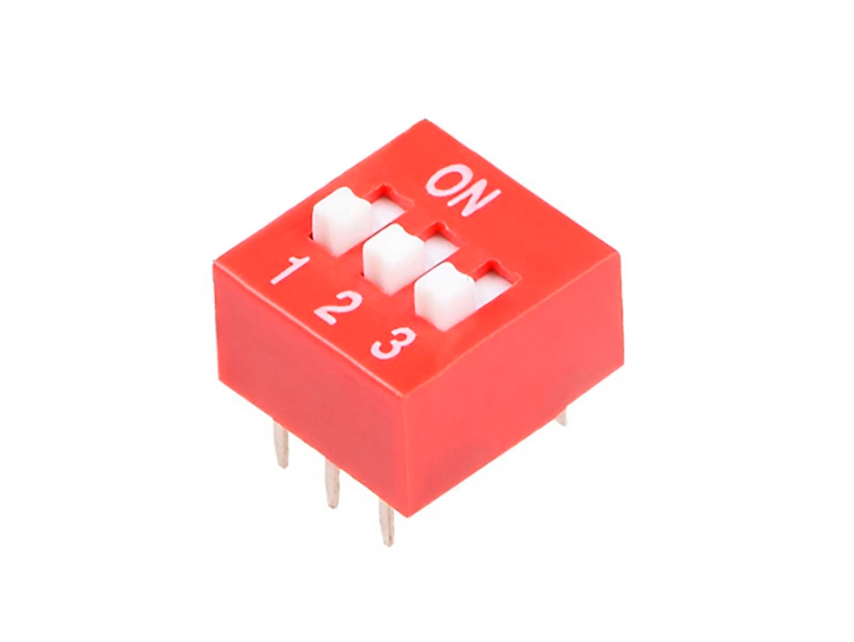 DIP Switch 3 Position with mechanical life of 10,000.