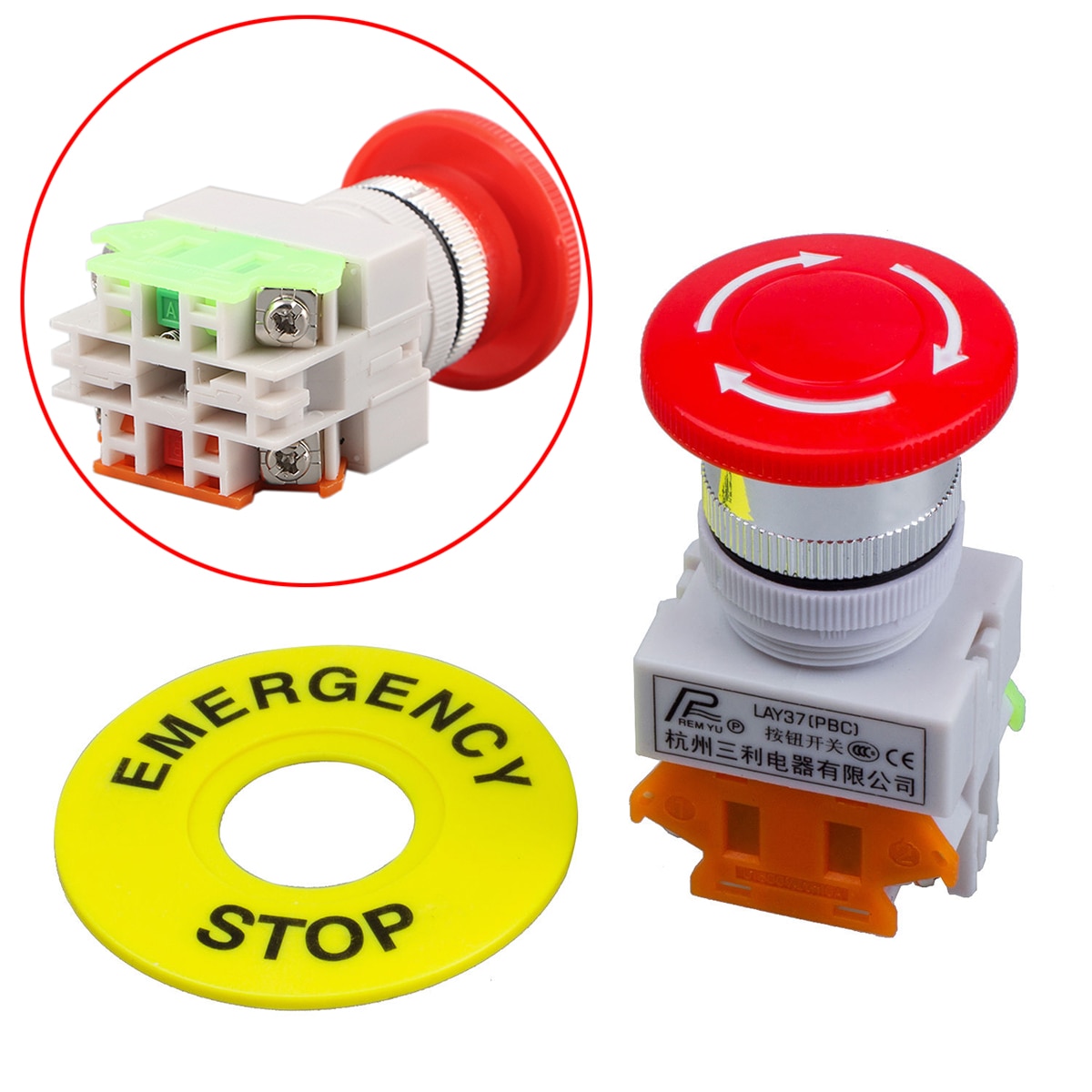 LAY37- 11ZS 1NO 1NC DPST Emergency Button/Switch