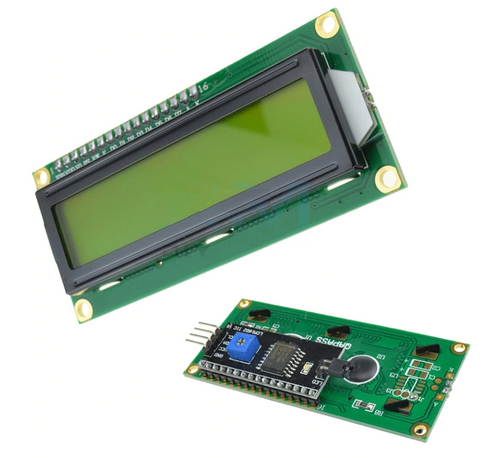 LCD 16x2 Yellow backlight /w I2C - 5V DC.