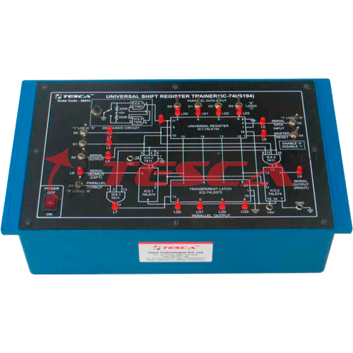 Universal Shift Register using IC-74LS 194 Logic Trainer.