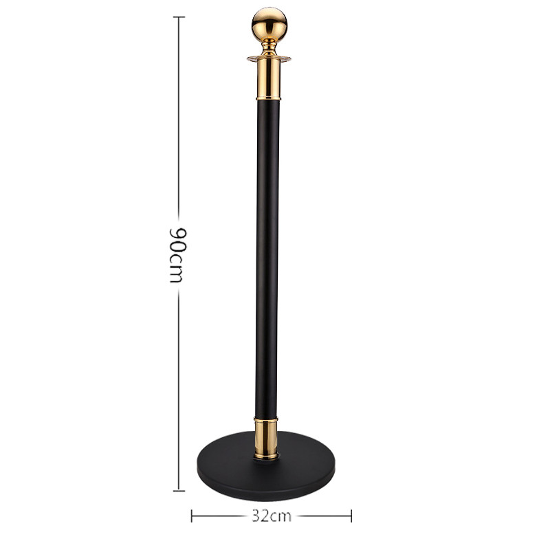 3x Queue Barriers + 2 Ropes Crowd Control Bollards Stands (Black/GOLD ...