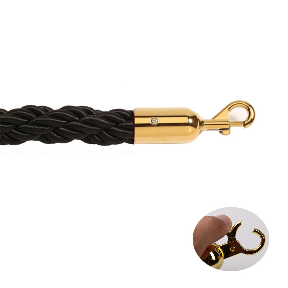 2x Queue Barriers + 1 Ropes Crowd Control Bollards Stands (GOLD WITH ...