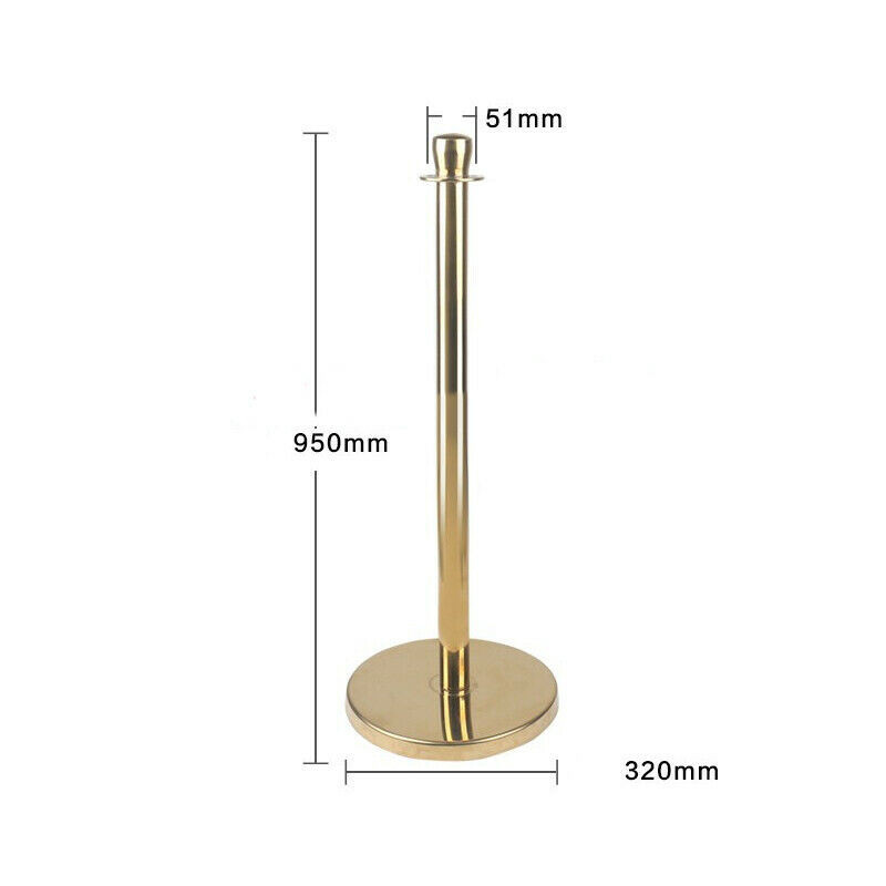 3x Queue Barriers & 2 Ropes - Crowd Control Bollards Stands - Gold with ...