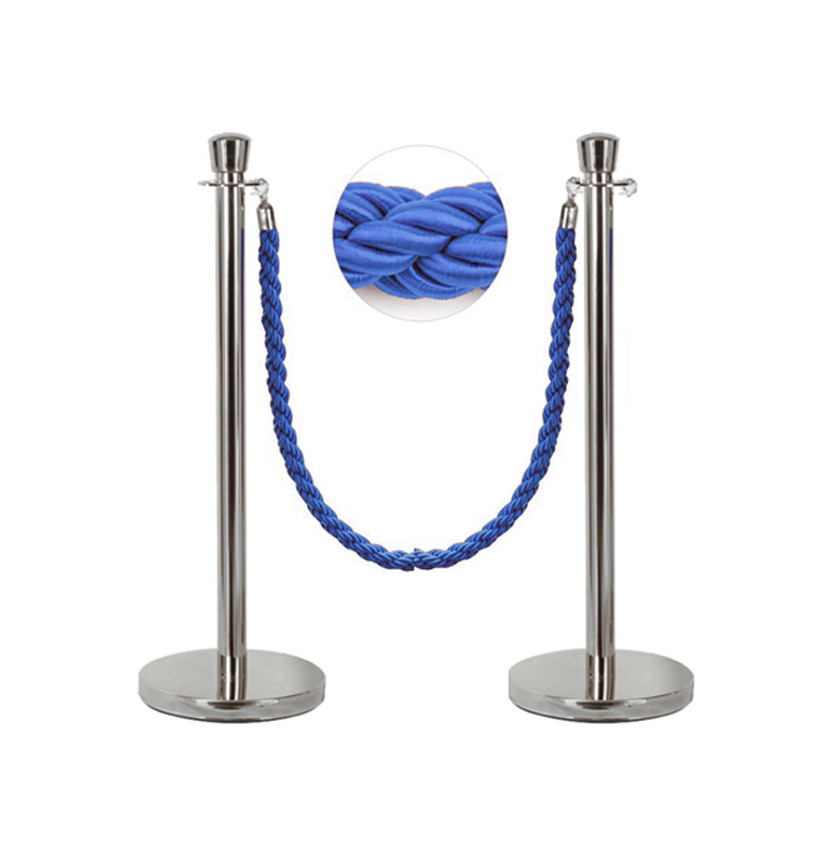 2x Queue Barriers + 1 Ropes Crowd Control Bollards Stands (SILVER WITH ...