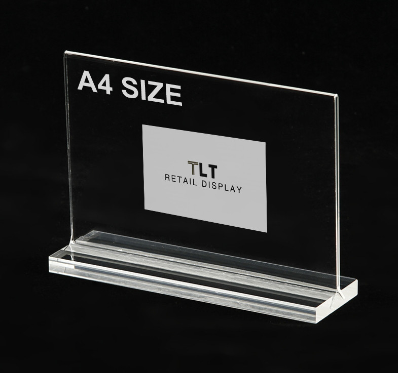 A4 Double-Sided Acrylic Sign Holder - landscape| Freestanding Clear ...