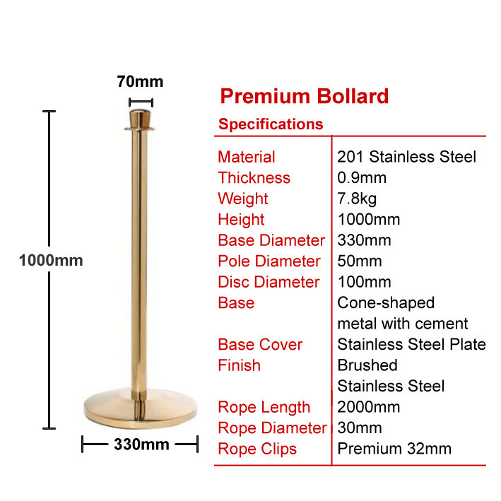 Premium Queue Barriers Crowd Control Bollards Golden - TLT Retail ...