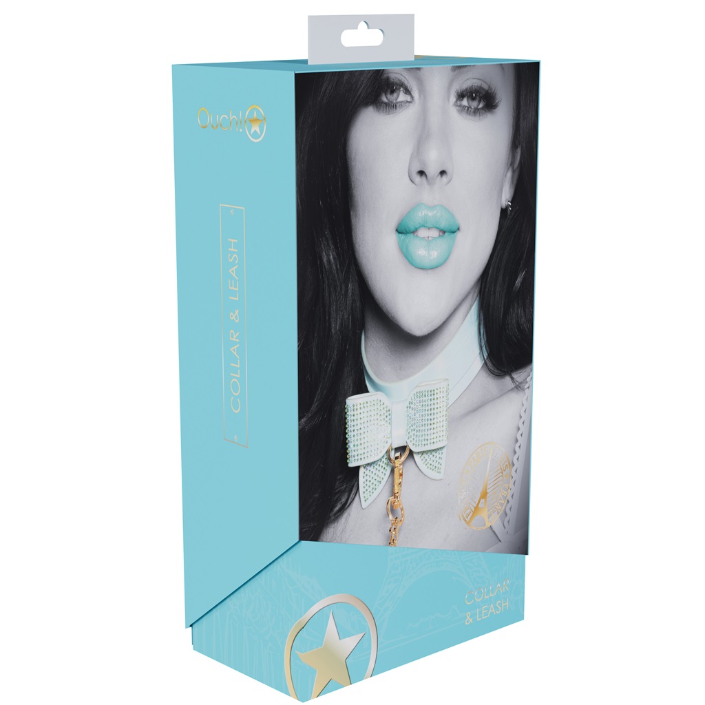 Ouch! Paris Collection - Collar with Leash - Blue - Sara's Secret