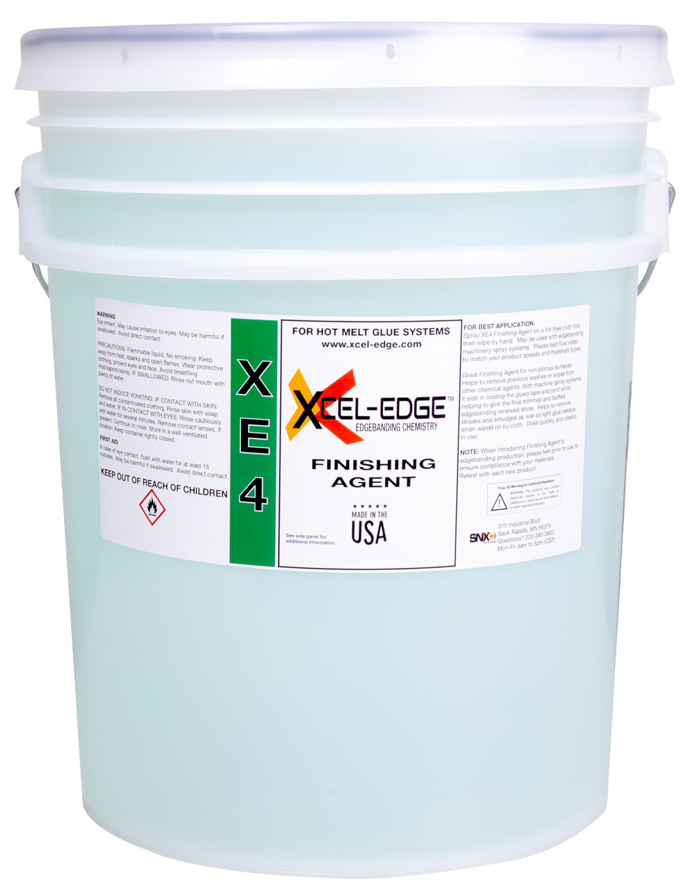 5 GALLON PAIL XCEL-EDGE XE4 FINISHING AGENT EDGEBANDING CHEMICAL