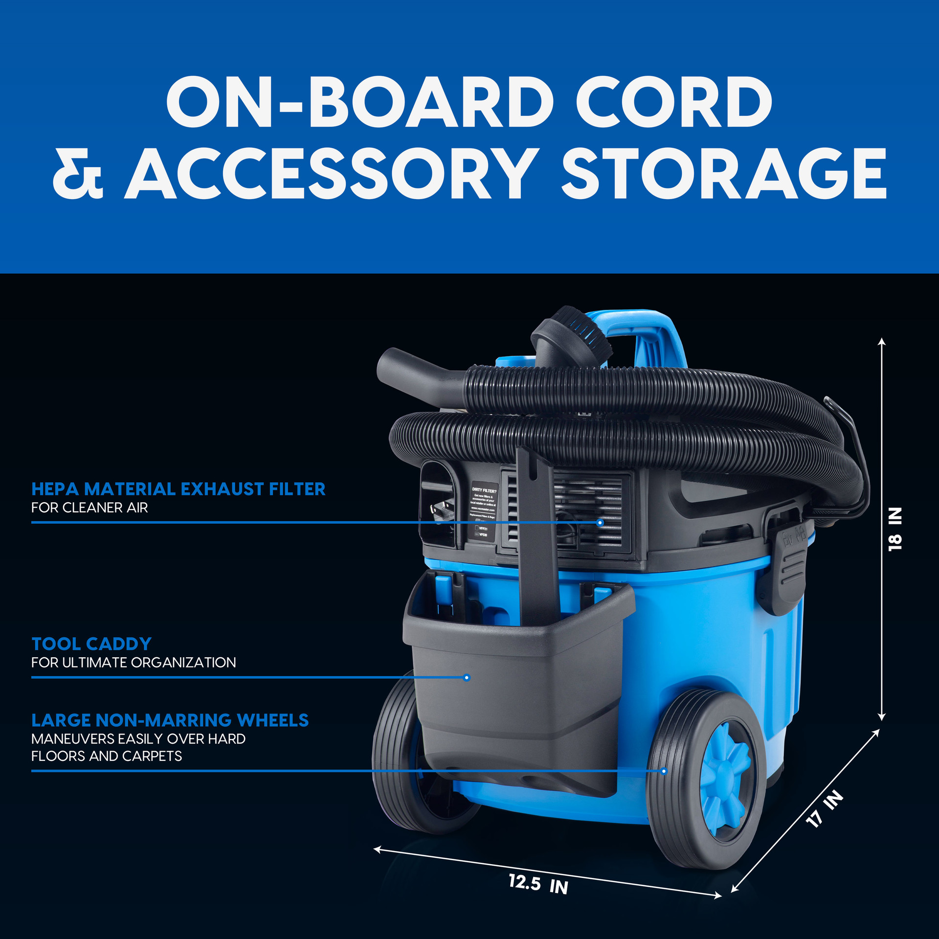 4-Gallon* 5 Peak HP† Household Wet/Dry Vacuum VF408 - Vacmaster