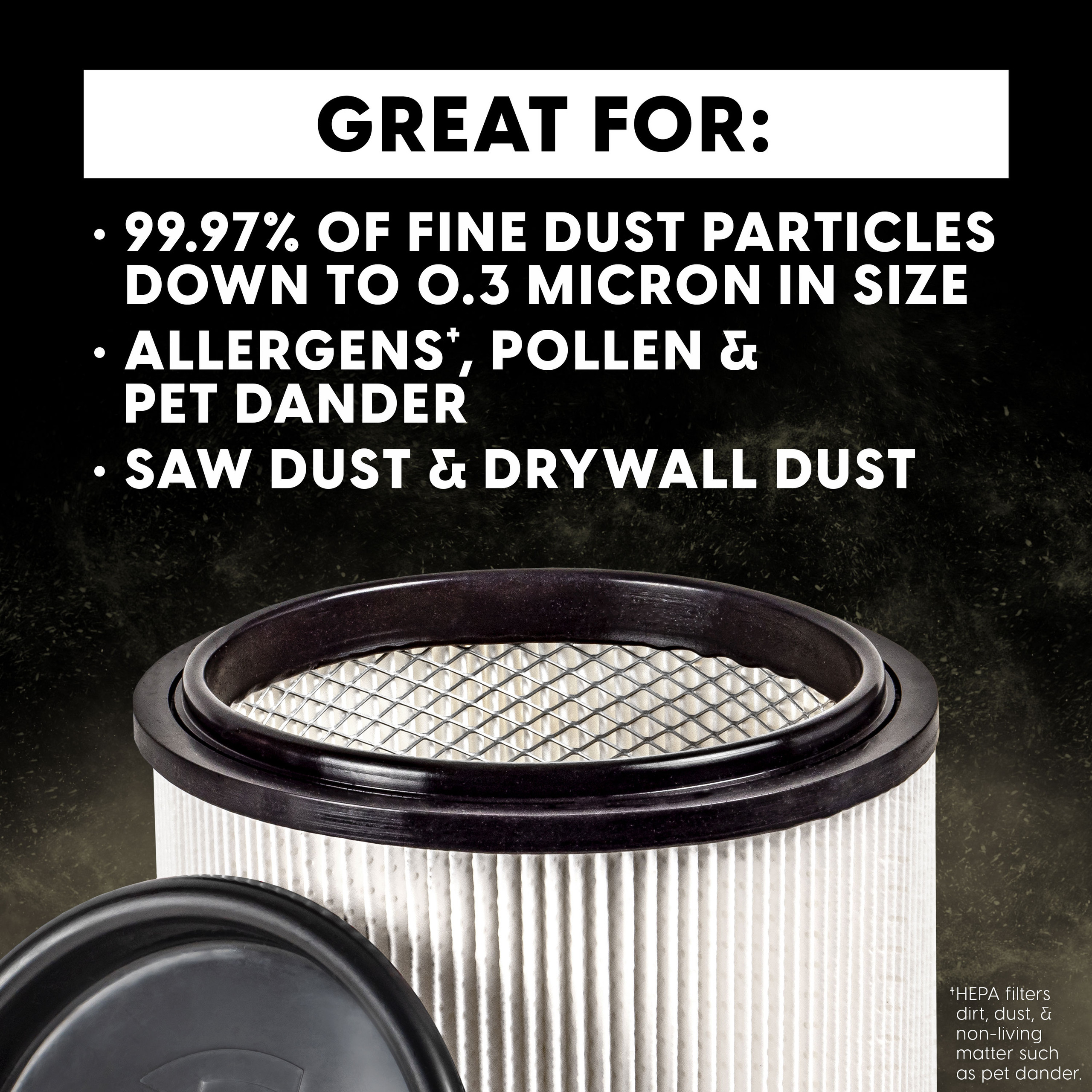 Vacmaster HEPA Material Fine Dust Cartridge Filter and Retainer (works ...