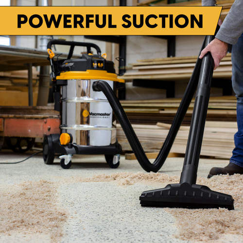 14-Gal 6.5 Peak HP Stainless Steel Wet/Dry Shop Vacuum | Vacmaster Pro