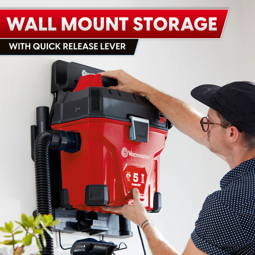 Vacmaster 5-Gallon* 5 Peak HP† Remote Control Wall Mount Wet/Dry Vac ...