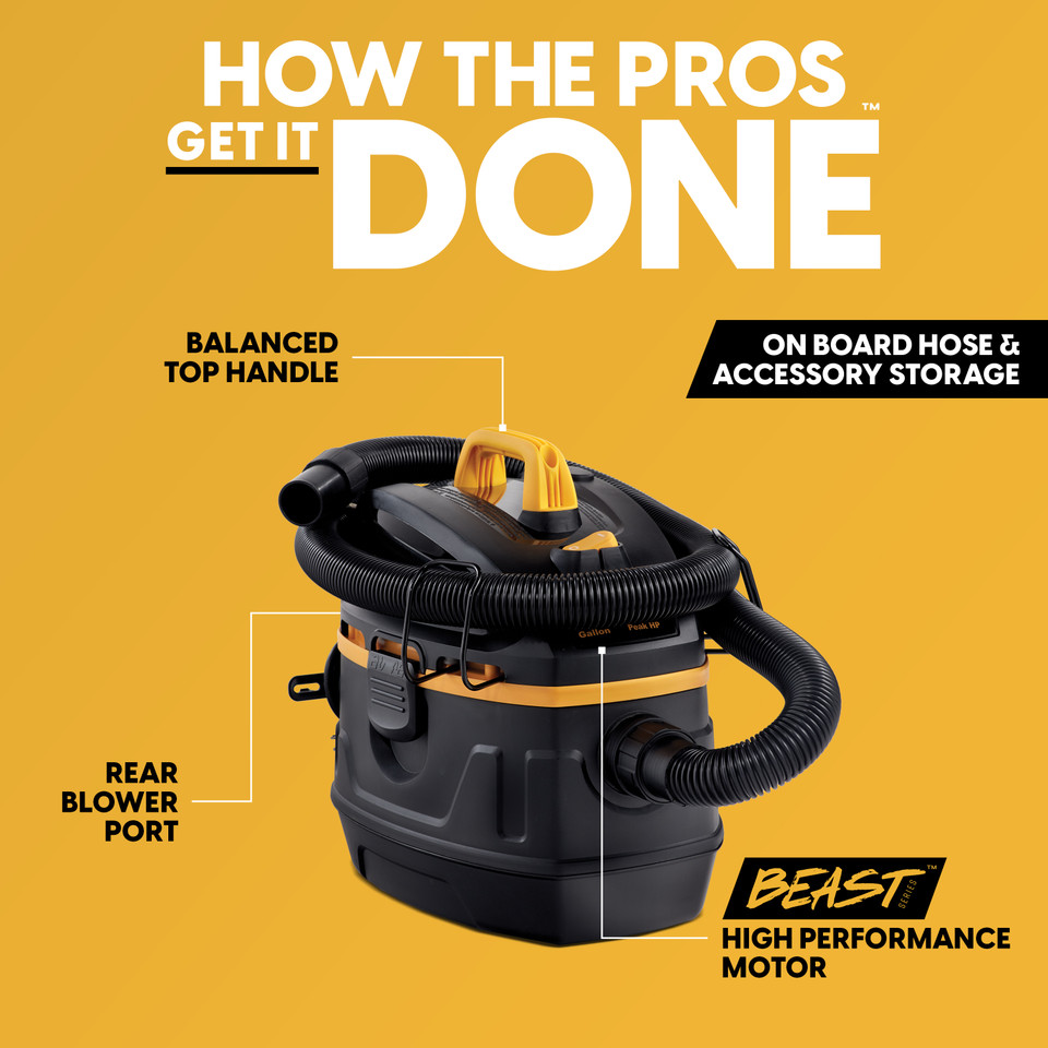 VACMASTER PROFESSIONAL® BEAST SERIES™ 5-GALLON* 5.5 PEAK HP† WET/DRY ...