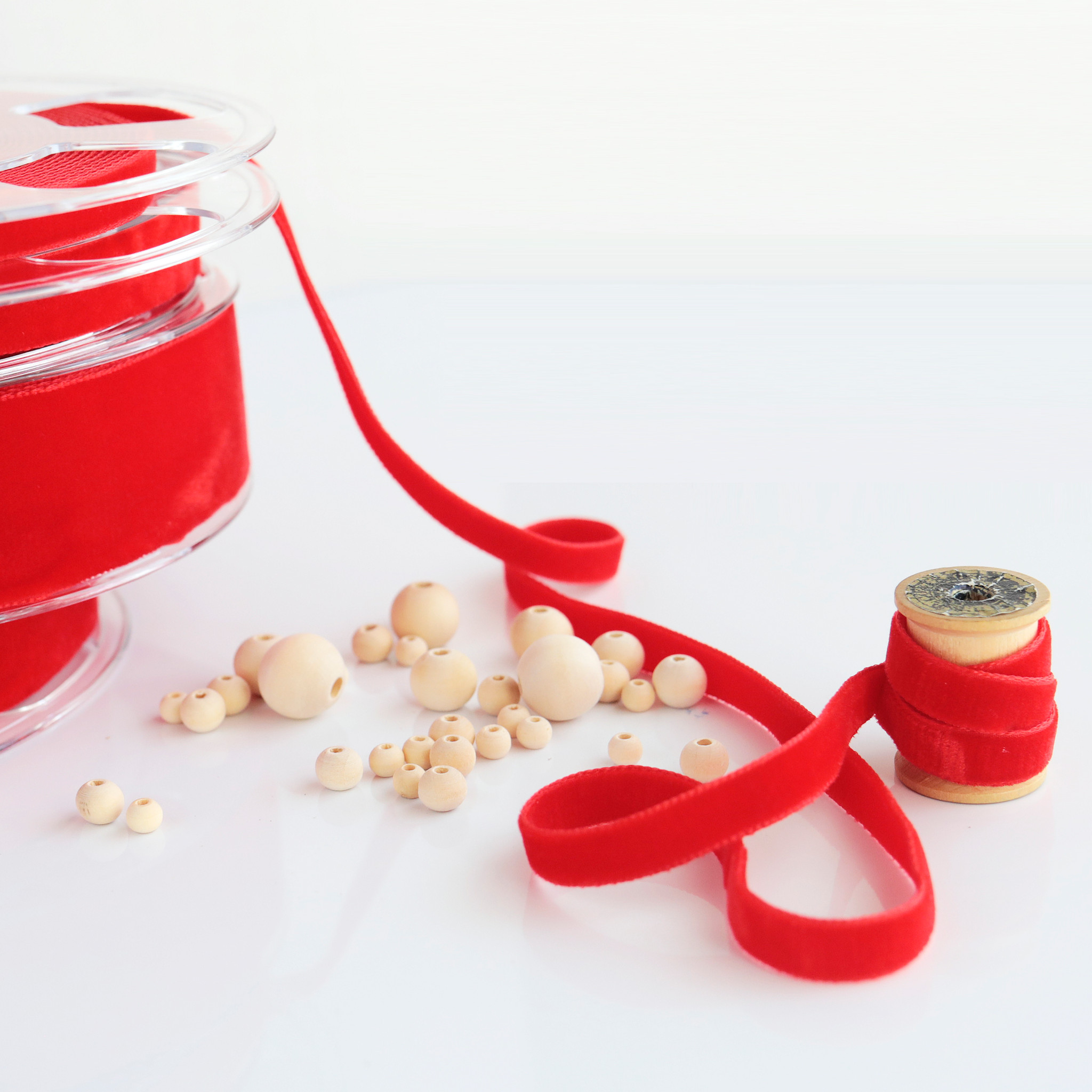 Bright Red Double Sided Velvet Ribbon By The Yard - Rouge Double Faced ...