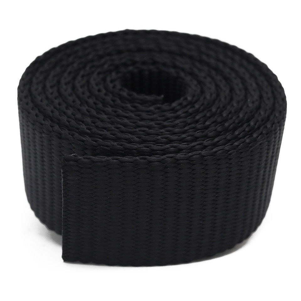 Black Nylon Webbing by the Yard | Heavy Duty | 1in & More Sizes