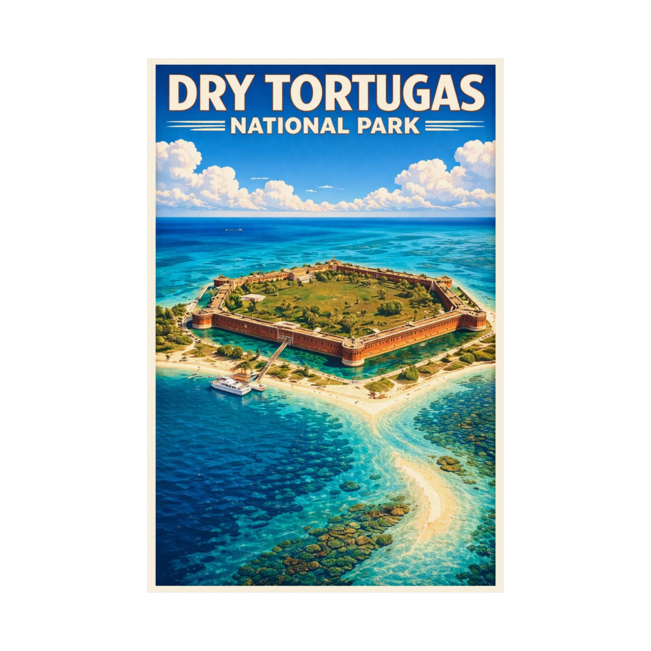 Dry Tortugas National Park Poster | Aerial Fort Jefferson Florida Wall Art
