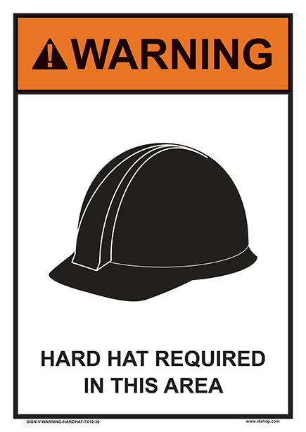 warning hard hat required in this area indoor safety warning notice ...