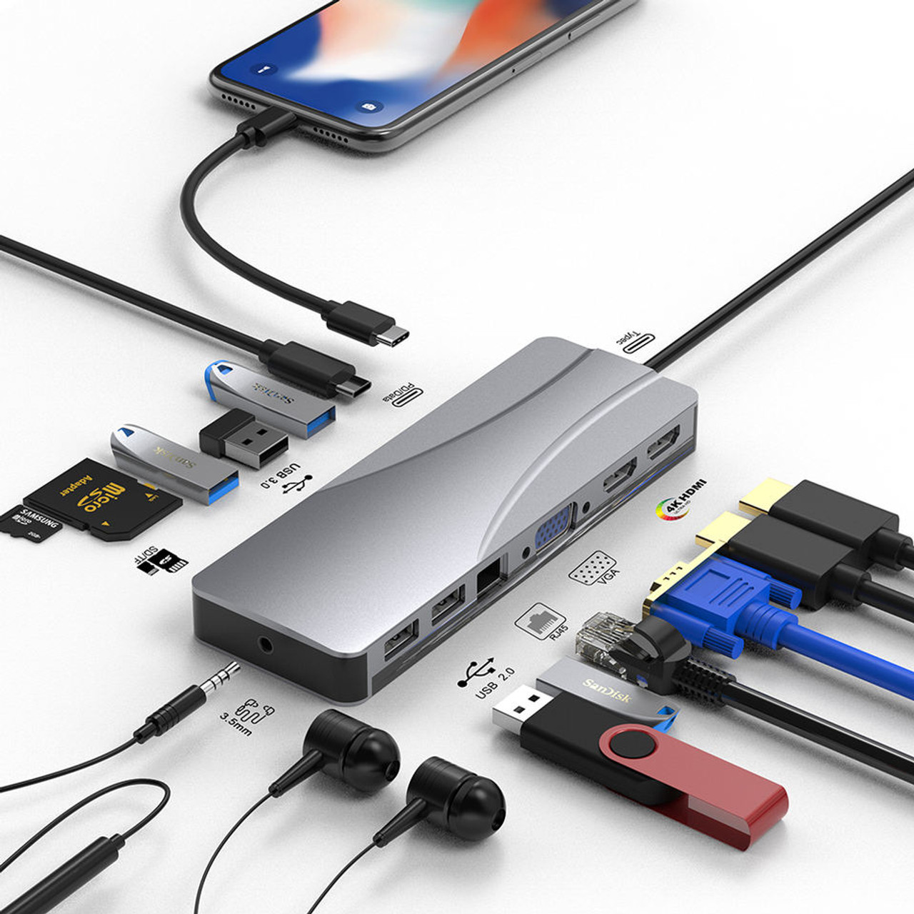 Rocketek HC452 14 in 1 USB-C USB Hub for Macbook Rocketek HC452 14 in 1 USB-C USB Hub for Macbook