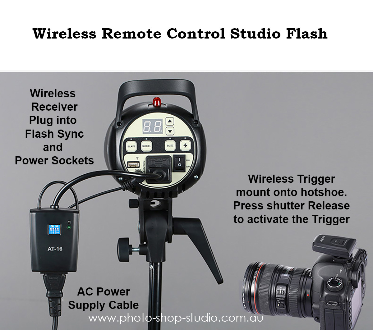 Godox AT-16 Wireless Studio Flash Trigger & Receiver Set (AC, 16 Channels)