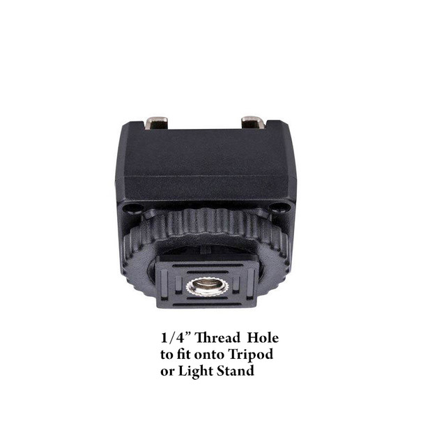 JJC JSC-9 Hot Shoe Adapter with Female PC Outlet & 3.5mm Mini Phone ...