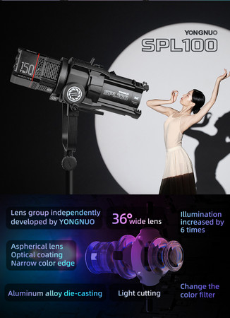 Yongnuo SPL100 Spotlight Mount with 36° Lens & Gobo Set