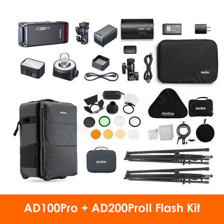 Godox AD100Pro + AD200ProII Lighting Kit with CB17 Trolley Bag