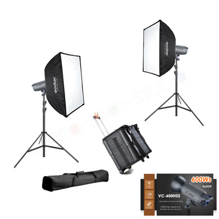 Visico 2x VC-600HSS 600W High Speed AC Power Two Studio Flash Kit