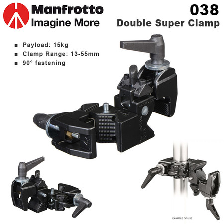 Manfrotto 038 Double Super Clamp for Studio Lighting & Support (Max ...