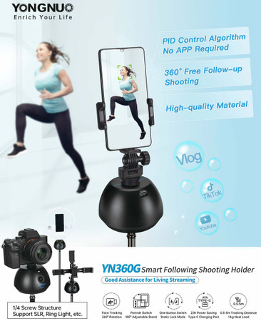 Yongnuo YN360G Smart Following Shooting Phone Holder (Black , 360 ...