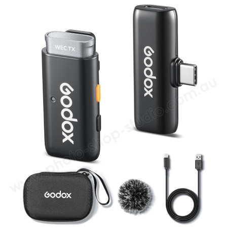Godox WES2 KIT1 (1 TX+1 RX) 2.4GHz USB-C Wireless Microphone System for ...