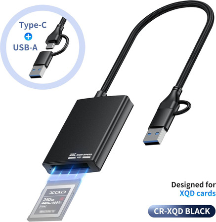 JJC CR-XQD BLACK USB 3.2 Gen1 XQD Card Reader with USB-A & USB-C Plug