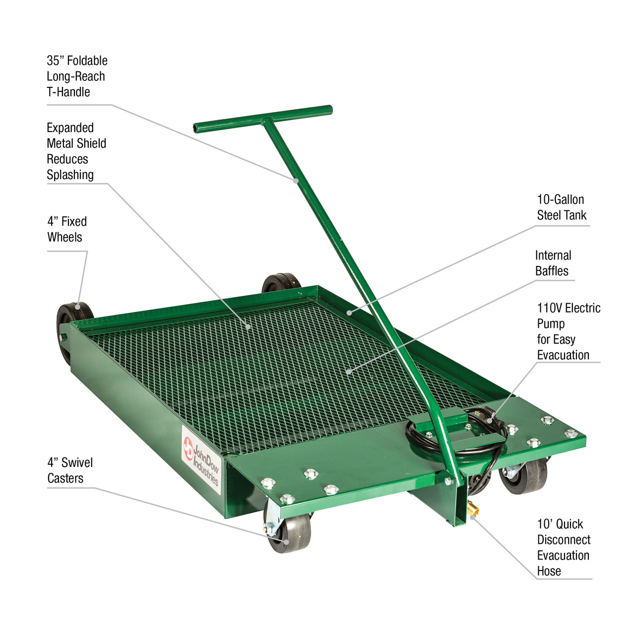 John Dow 10 Gallon Low Profile Antifreeze Drain with Electric Evac Pump ...