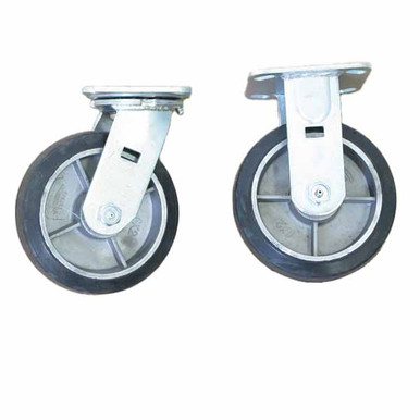 6 x 2 Moldon Rubber Caster Set 2000 lb Capacity - Unique Truck Equipment