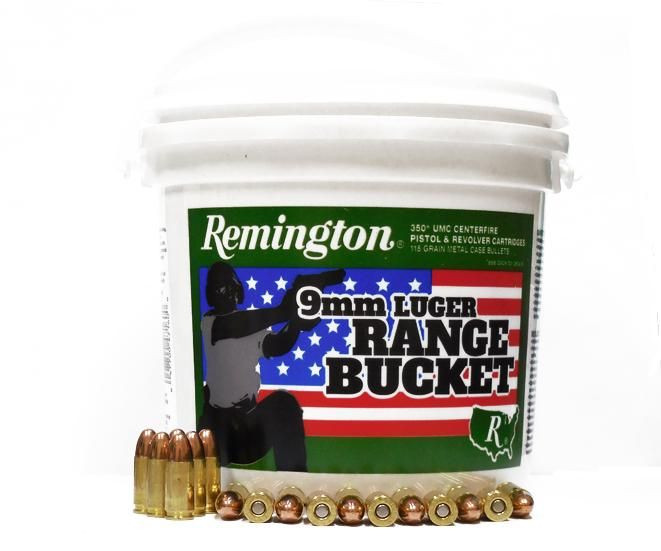 Remington 9mm Luger 115gr FMJ 350 round Range Bucket - Bereli Inc.