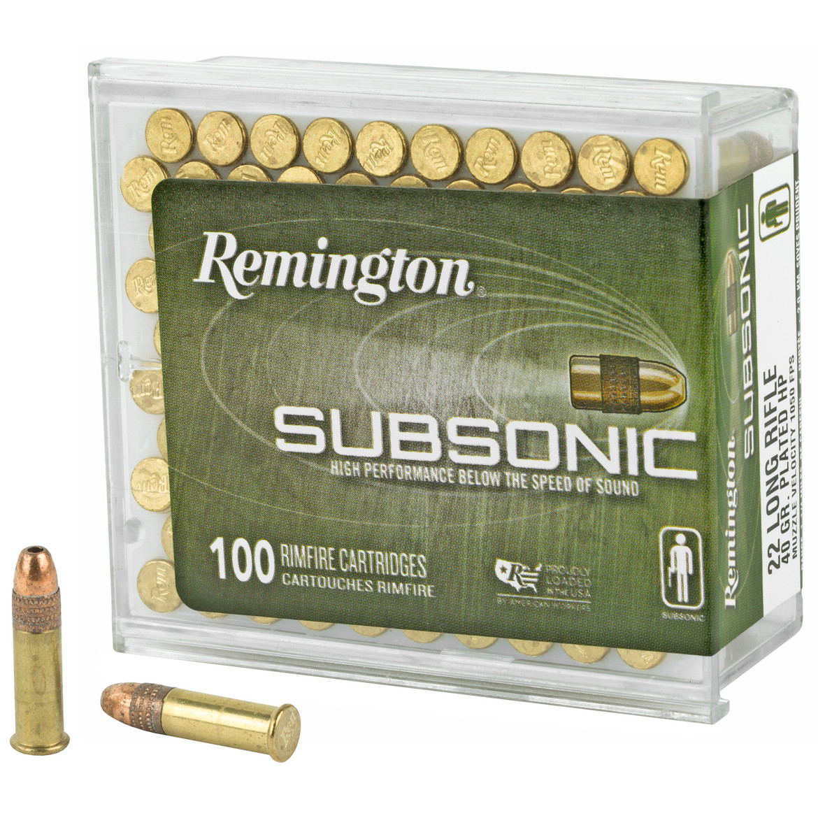 Remington .22LR 40gr Copper Plated Hollow Point Subsonic ammo-21137 ...
