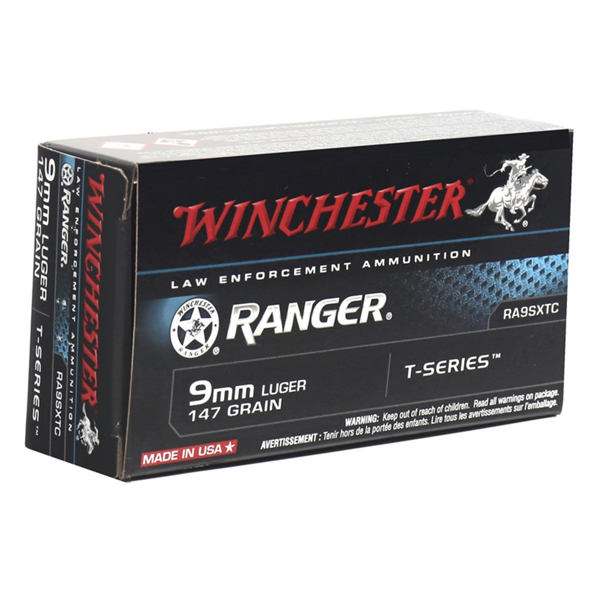 Winchester Ranger 9mm 147 Grain Jacketed Hollow Point Pistol Ammunition ...