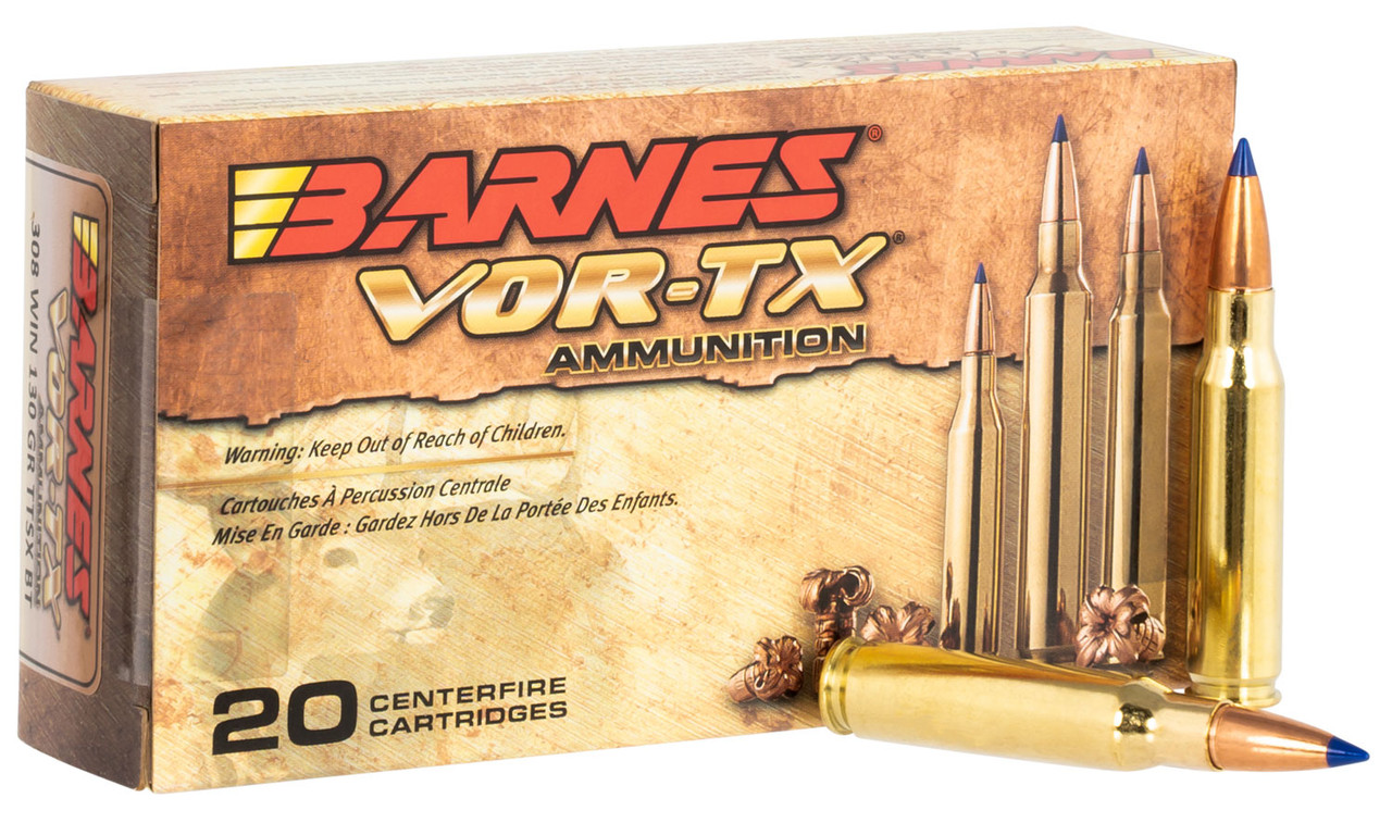 Barnes VOR-TX .308 Winchester 130 Grain Tipped Triple Shock X Boat Tail