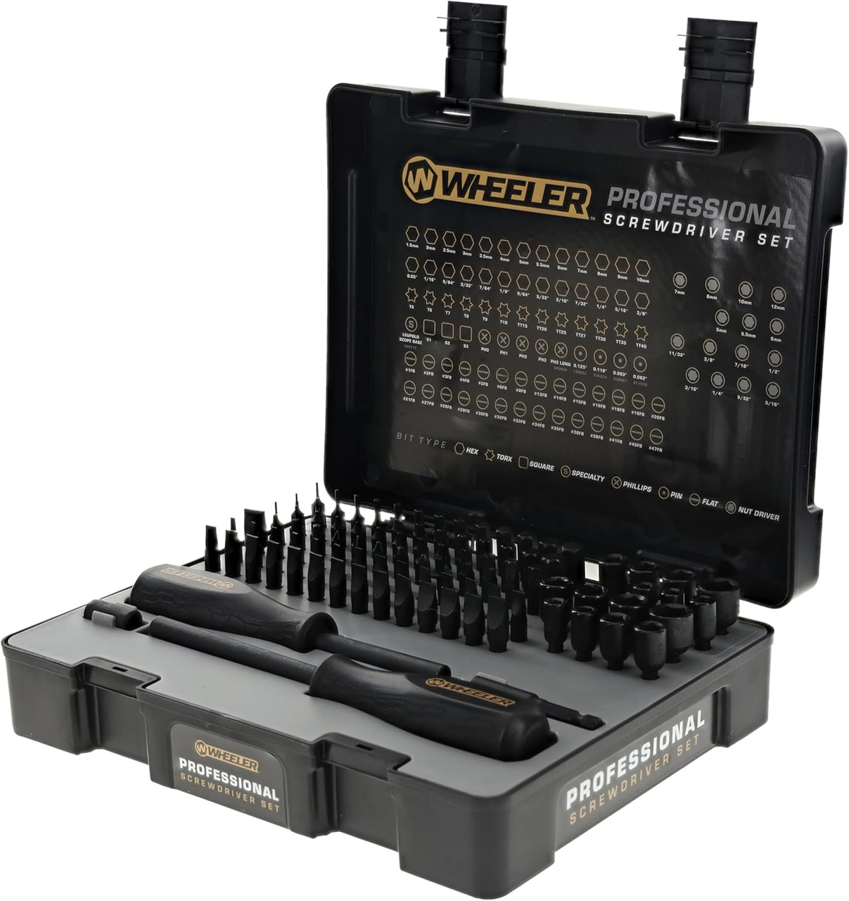 Wheeler Engineering 100-Piece Professional Screwdriver Storage Set, Black