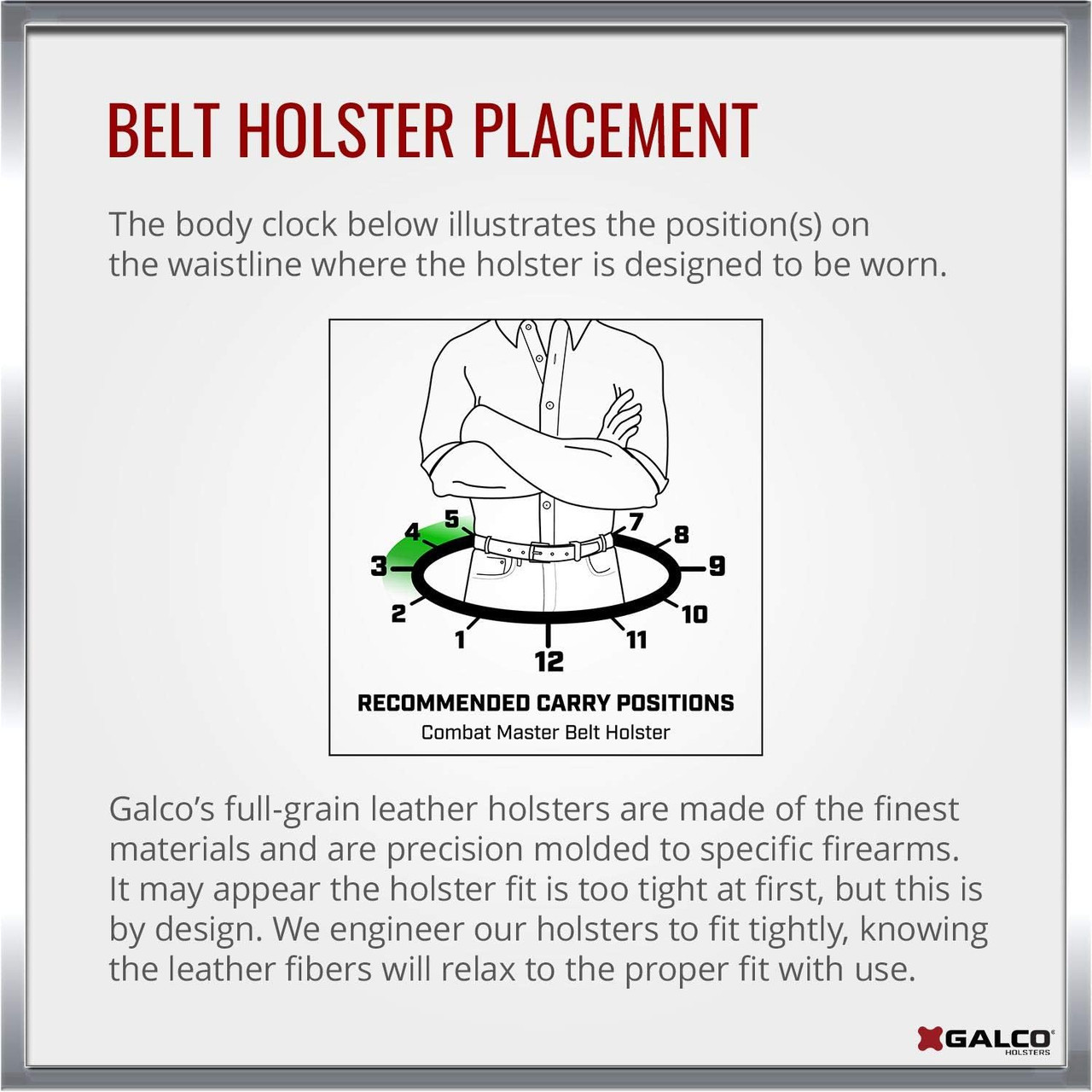 Galco Combat Master Belt Holster P226, P220 Right Hand, Brown, Size Medium