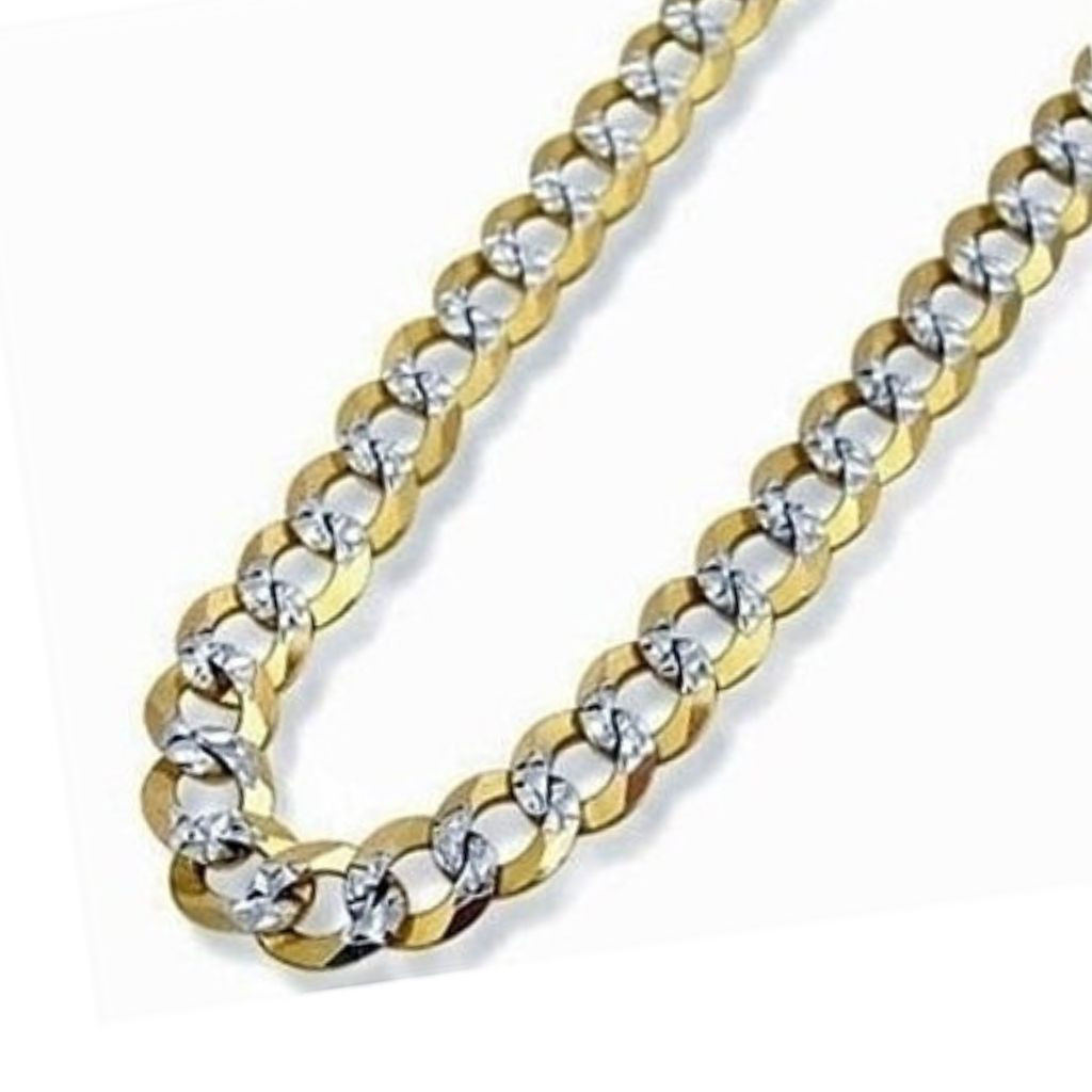 18K-Gold-Filled Two-Tone Diamond-Cut Cuban Link Chain - UntilGone.com