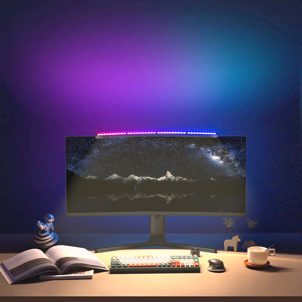 Curved Monitor Light Bar with Wireless Remote Control and 3 Light Modes ...
