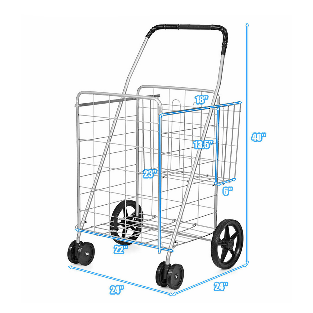Jumbo Folding Rolling Shopping Cart - UntilGone.com